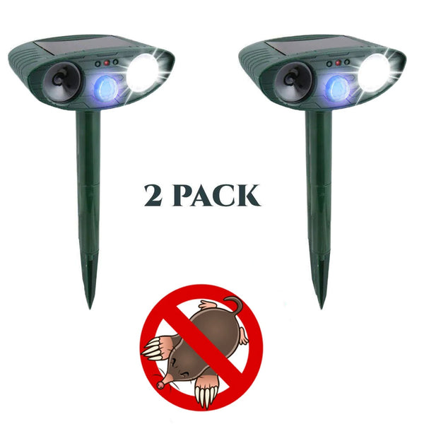 Mole Outdoor Solar Ultrasonic Repeller PACK of 2 - Get Rid of Moles in ...